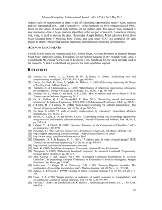 A MODEL TO COMPARE THE DEGREE OF REFACTORING OPPORTUNITIES OF THREE PROJECTS USING A MACHINE ...