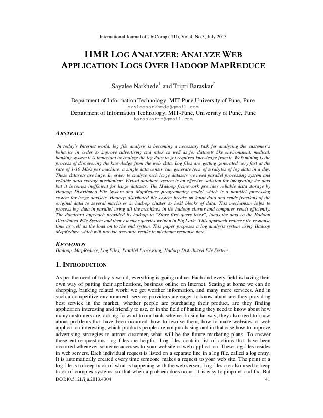Hmr Log Analyzer Analyze Web Application Logs Over Hadoop Mapreduce