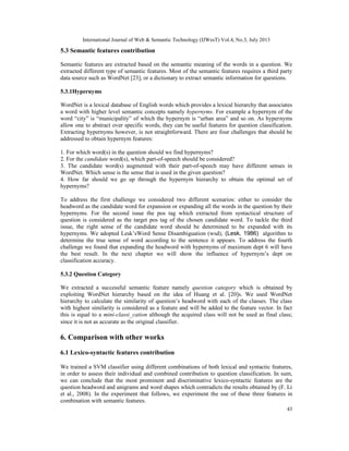 Question Classification using Semantic, Syntactic and Lexical features | PDF