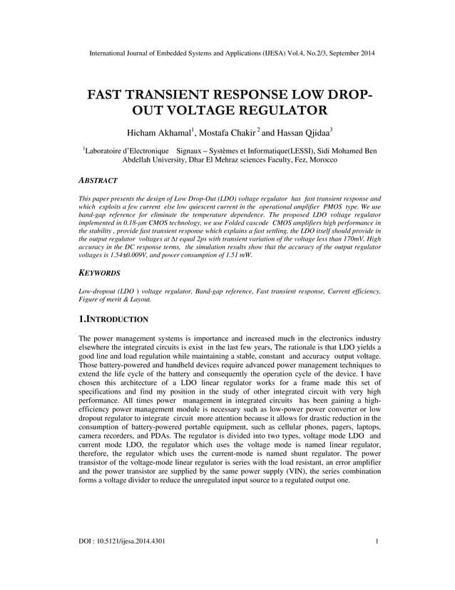 FAST TRANSIENT RESPONSE LOW DROPOUT VOLTAGE REGULATOR | PDF FAST TRANSIENT RESPONSE LOW DROPOUT VOLTAGE REGULATOR | PDF