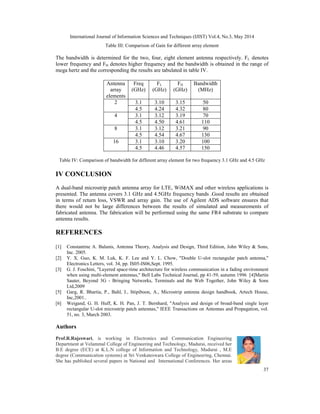 DESIGN OF DUAL BAND DISSIMILAR PATCH SIZE ARRAY ANTENNA FOR WIRELESS ...