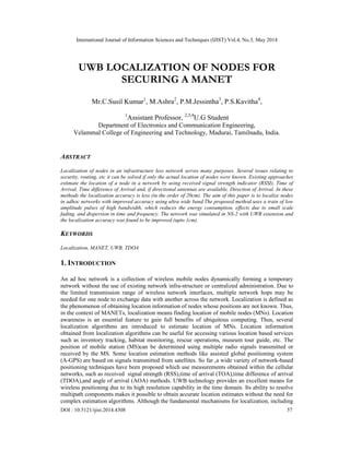 UWB LOCALIZATION OF NODES FOR SECURING A MANET | PDF
