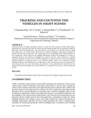 TRACKING AND COUNTING THE VEHICLES IN NIGHT SCENES | PDF