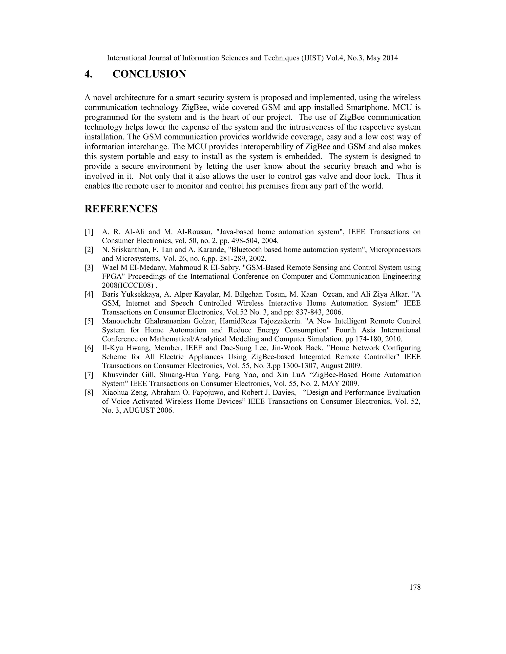 A ZIGBEE AND EMBEDDED BASED SECURITY MONITORING AND CONTROL SYSTEM | PDF