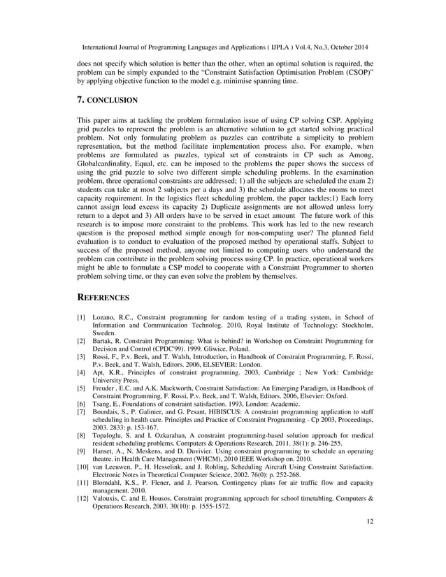 Solving Scheduling Problems as the Puzzle Games Using Constraint Programming | PDF