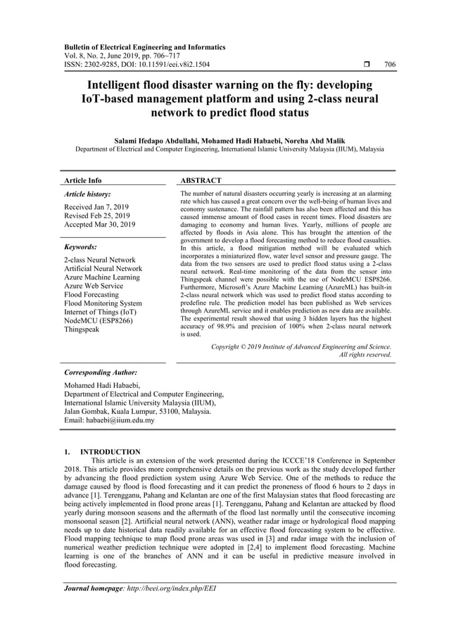 Intelligent flood disaster warning on the fly: developing IoT-based ...