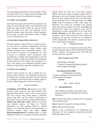 Finger Vein Recognition Based on PCA Feature using Artificial Neural Network | PDF | Computing ...