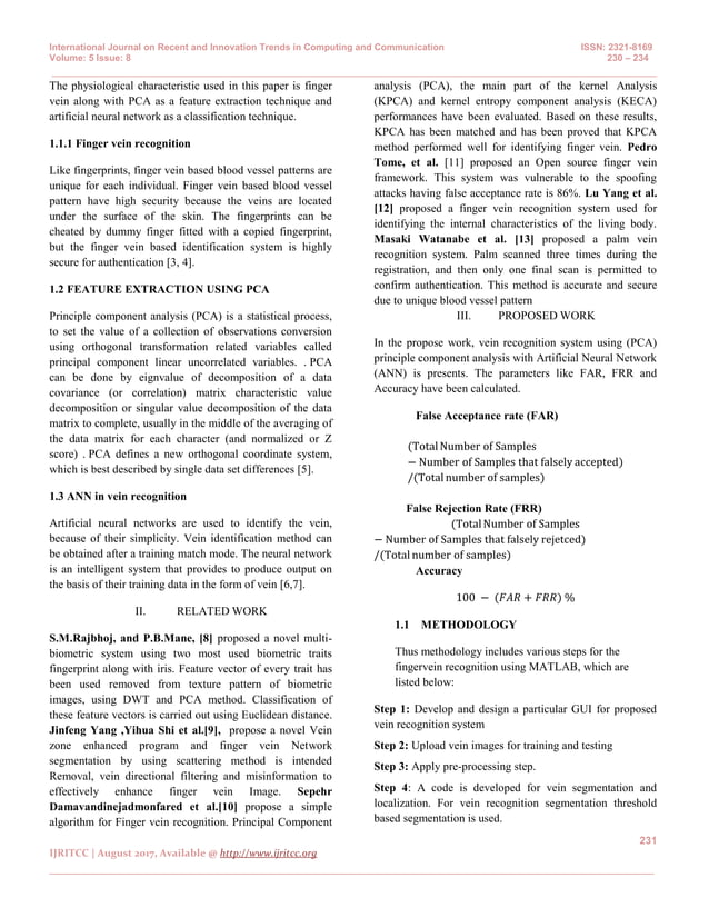 Finger Vein Recognition Based on PCA Feature using Artificial Neural Network | PDF | Computing ...