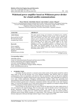Wideband power amplifier based on Wilkinson power divider for s-band ...