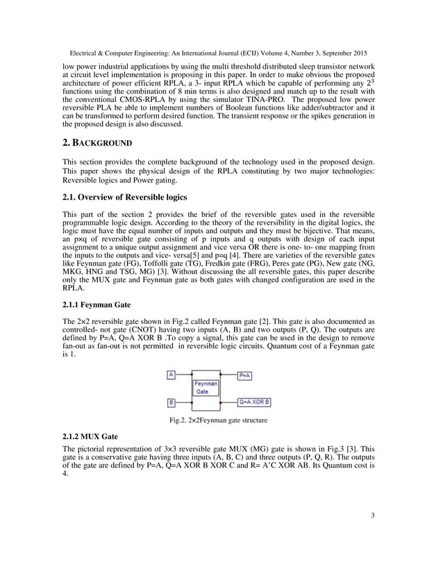 POWER GATING STRUCTURE FOR REVERSIBLE PROGRAMMABLE LOGIC ARRAY | PDF