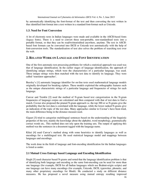 A SURVEY OF LANGUAGE-DETECTION, FONTDETECTION AND FONT-CONVERSION ...