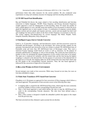 A SURVEY OF LANGUAGE-DETECTION, FONTDETECTION AND FONT-CONVERSION ...