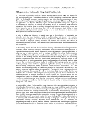 RESEARCH INTO THE NEW MODEL OF COLLEGE ENGLISH TEACHING－A MULTIMODALITY ...