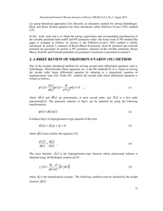 EXACT SOLUTIONS OF SCHRÖDINGER EQUATION WITH SOLVABLE POTENTIALS FOR NON PT/PT-SYMMETRIC | PDF