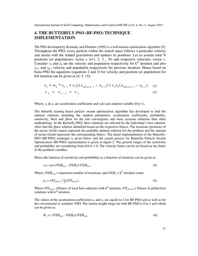 THE BUTTERFLY-PARTICLE SWARM OPTIMIZATION (BUTTERFLY-PSO/BF-PSO) TECHNIQUE AND ITS VARIABLES | PDF