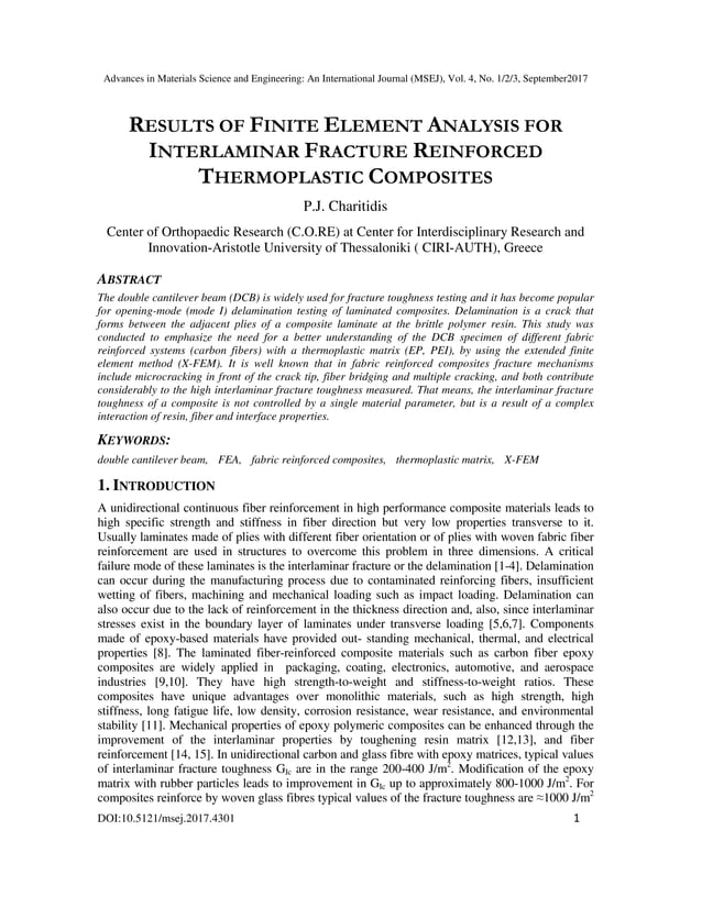 Results Of Finite Element Analysis For Interlaminar Fracture Reinforced Thermoplastic Composites