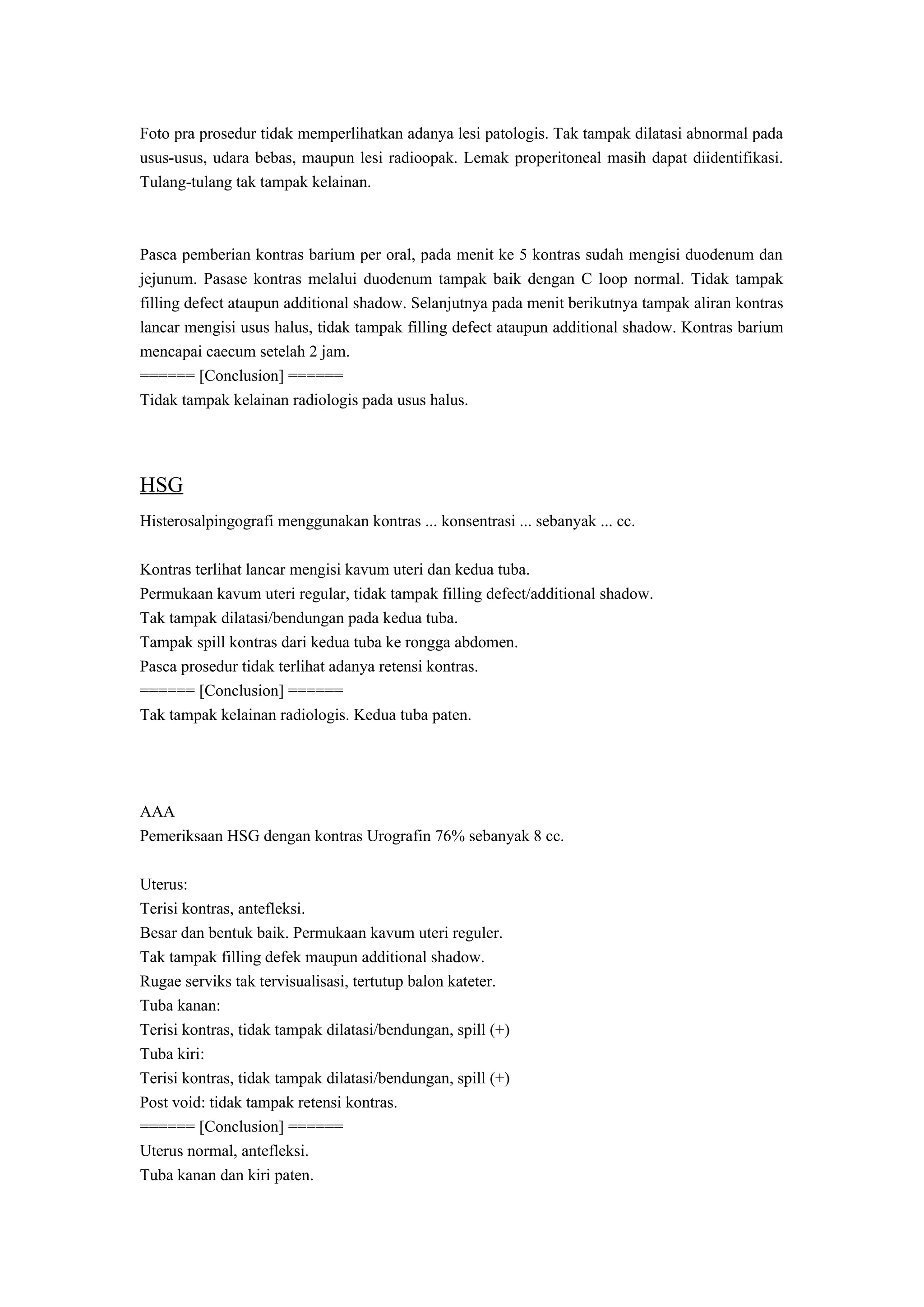 Bacaan kontras radiologi kesan dan kelainana | DOCX