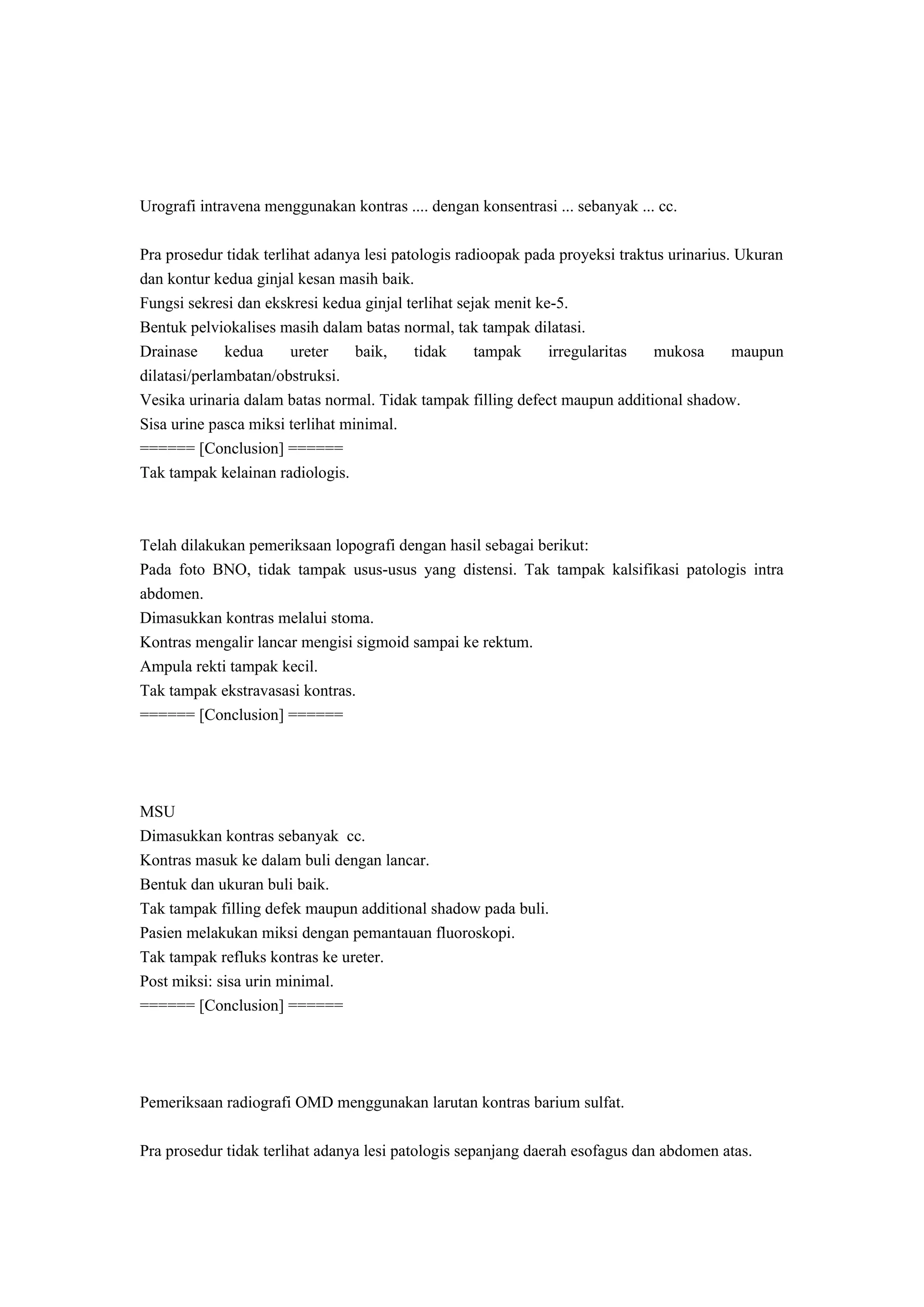 Bacaan kontras radiologi kesan dan kelainana | DOCX