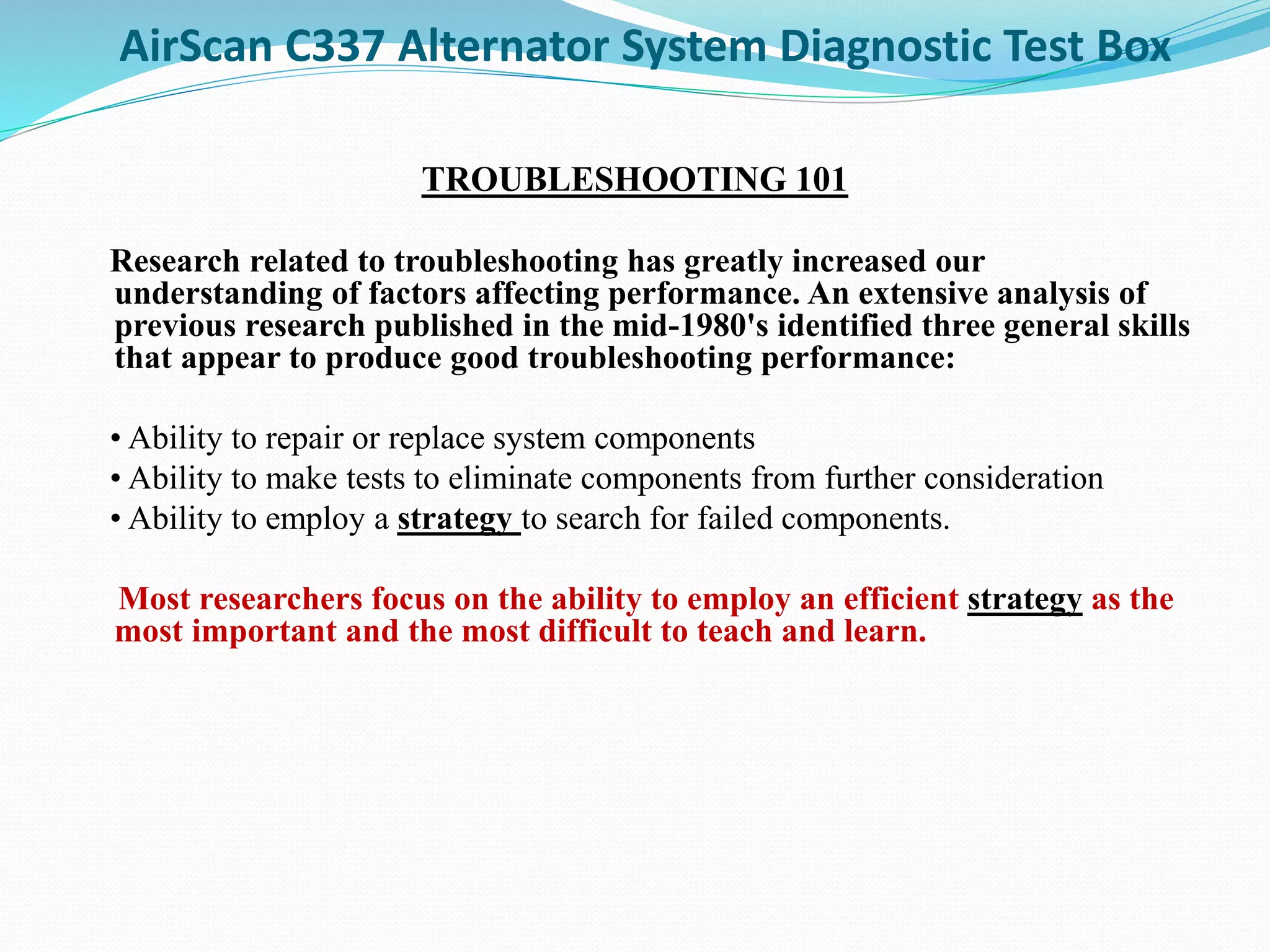 AirScan Alternator T-shooting Test Box | PPTX | Auto Parts | Automotive