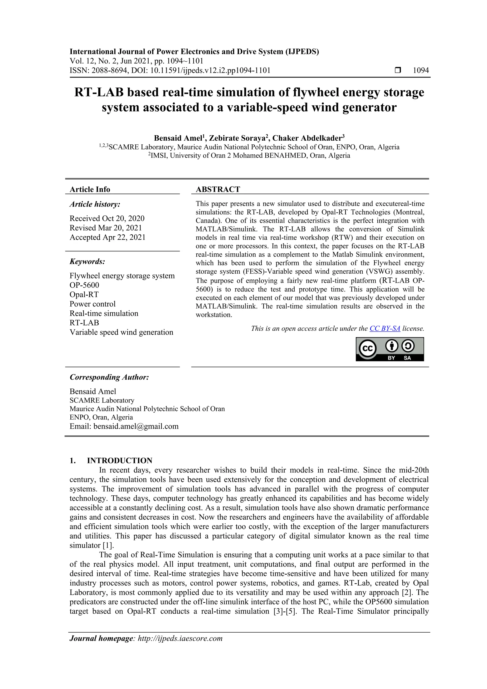 RT-lab based real-time simulation of flywheel energy storage system ...