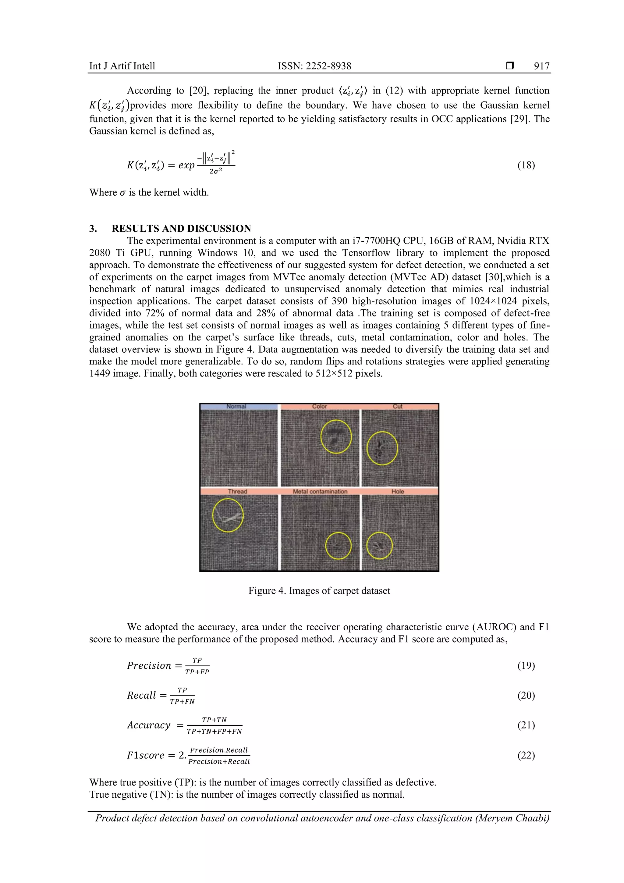 Product Defect Detection Based On Convolutional Autoencoder And One Class Classification Pdf