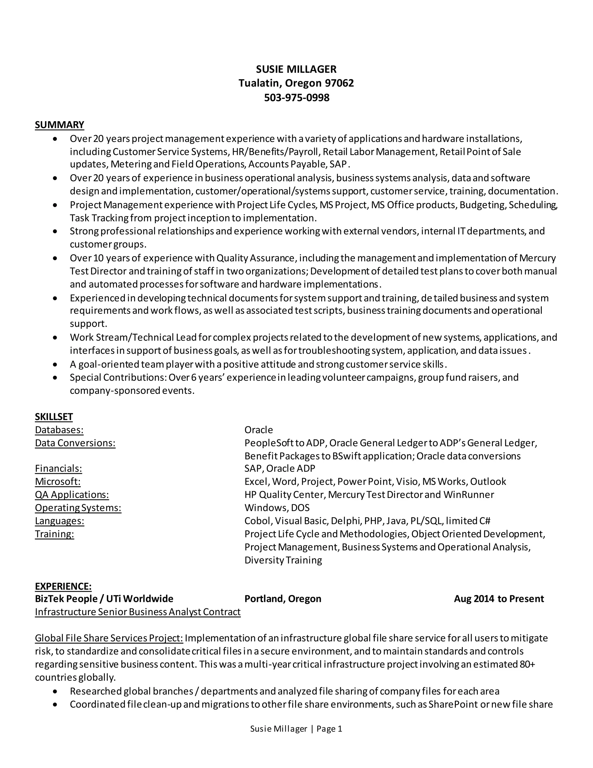 Susie Millager Resume | PDF