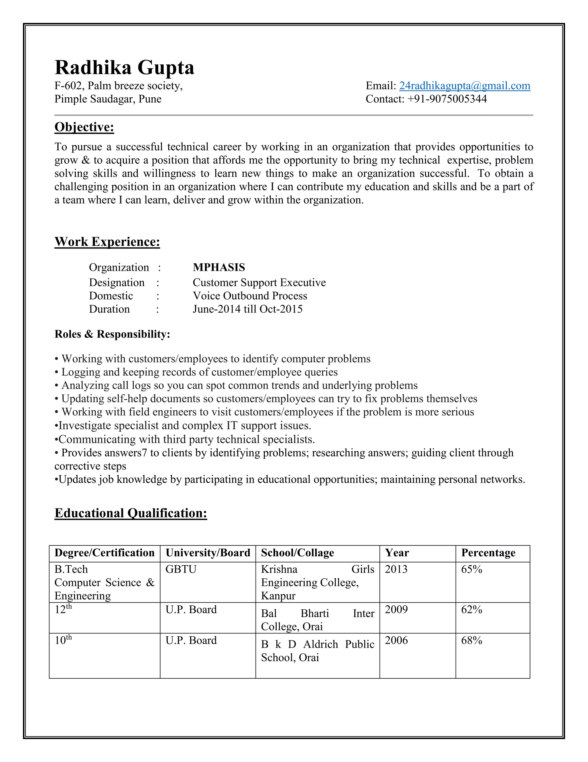 RadhikaGupta_Resume | PDF