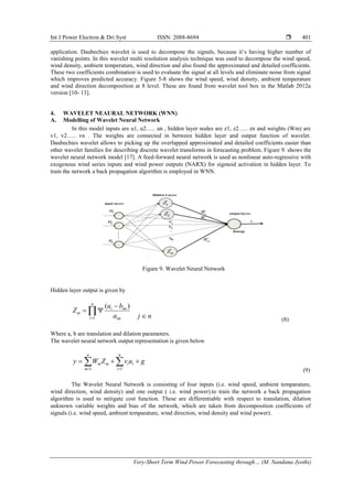 Very-Short Term Wind Power Forecasting through Wavelet Based ANFIS | PDF
