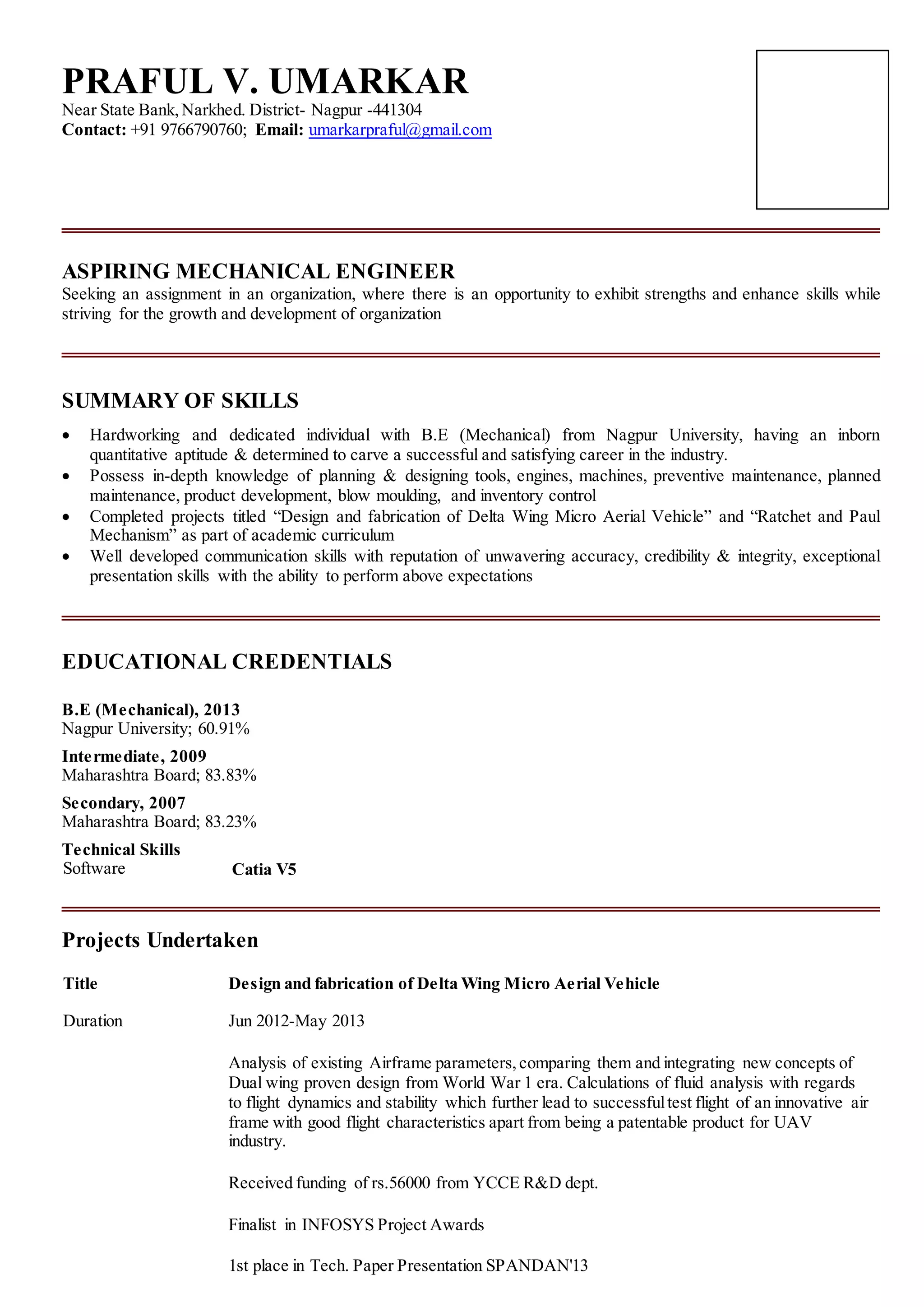 Technical REsume1 | DOCX | Robotics | Technology & Computing
