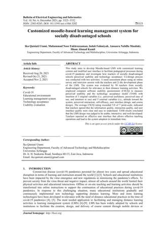 Customized moodle-based learning management system for socially disadvantaged schools | PDF