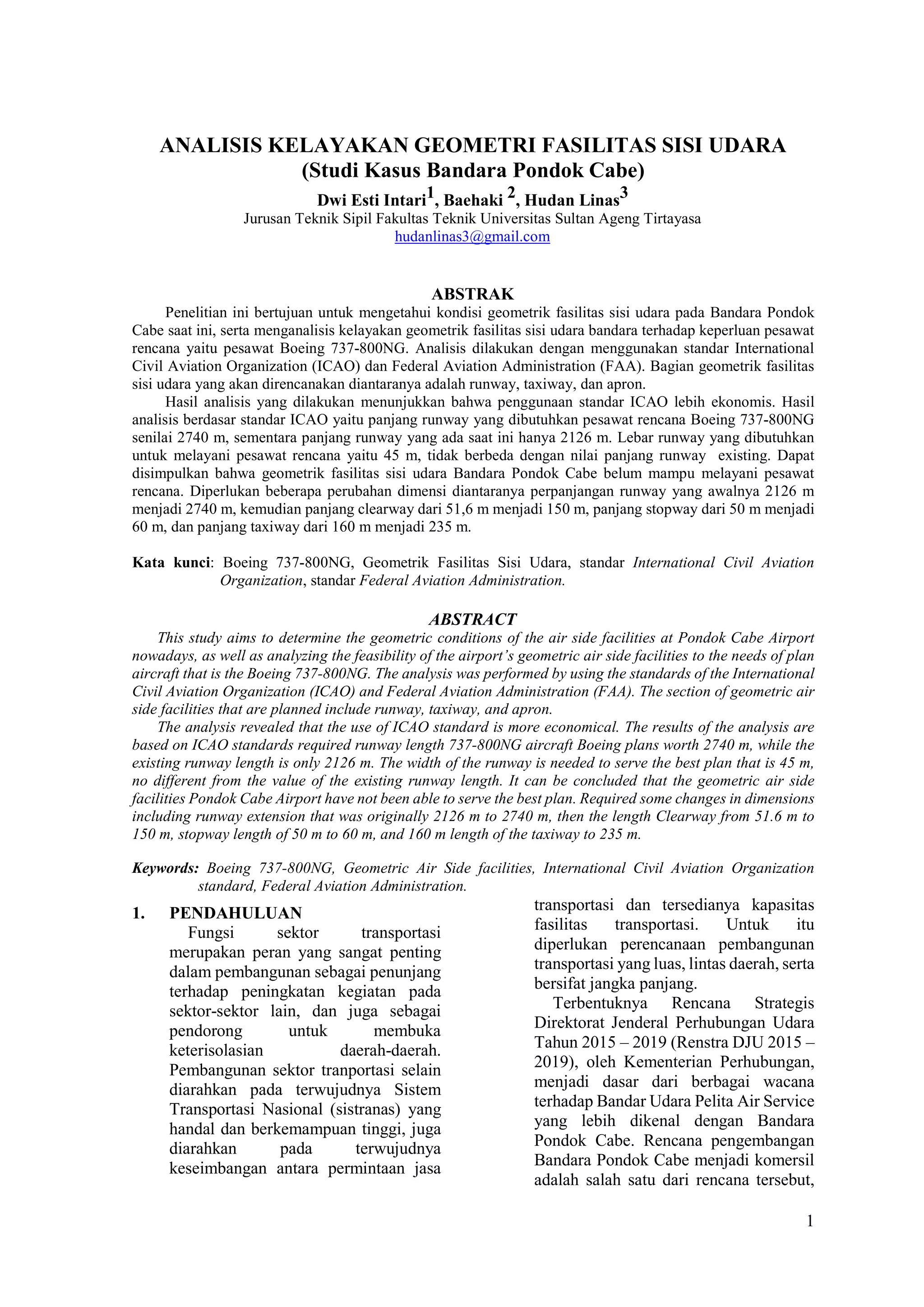 Analisis Kelayakan Geometri Fasilitas Sisi Udara Studi Kasus Bandara ...