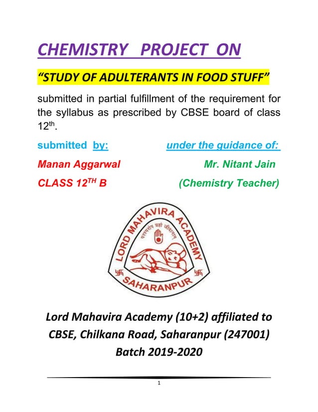 433243500-Chemistry-Project-on-study-of-food-adulterants.pdf | Chemistry | Science