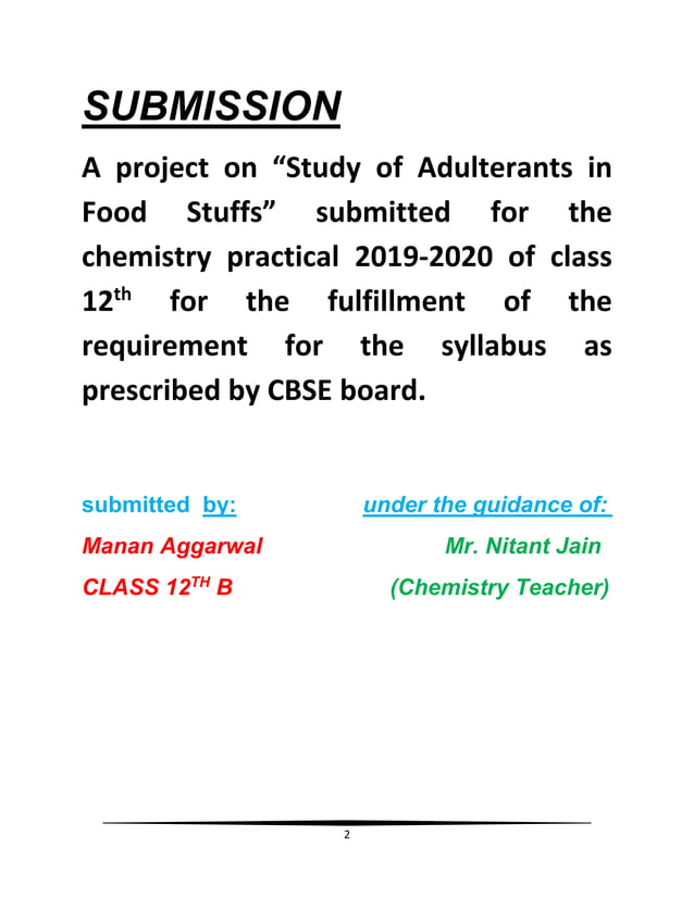 433243500-Chemistry-Project-on-study-of-food-adulterants.pdf | Chemistry | Science
