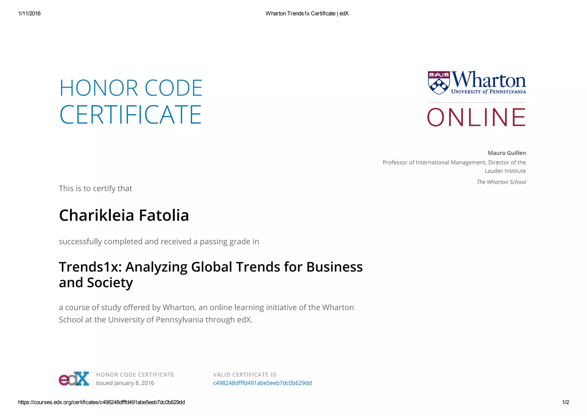 Wharton Trends1x Certificate _ edX | PDF