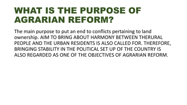 POST-1986-AGRARIAN-REFORM-pptx.pptx | Agriculture | Industries