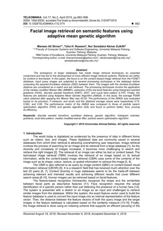 Facial image retrieval on semantic features using adaptive mean genetic algorithm | PDF ...