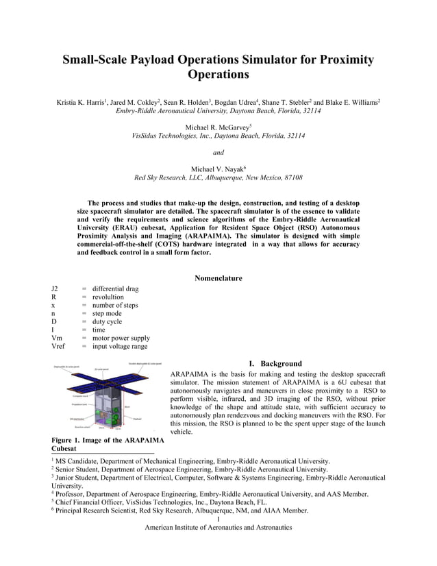 Small-Scale Payload Operations Simulator for Proximity Operations Paper ...