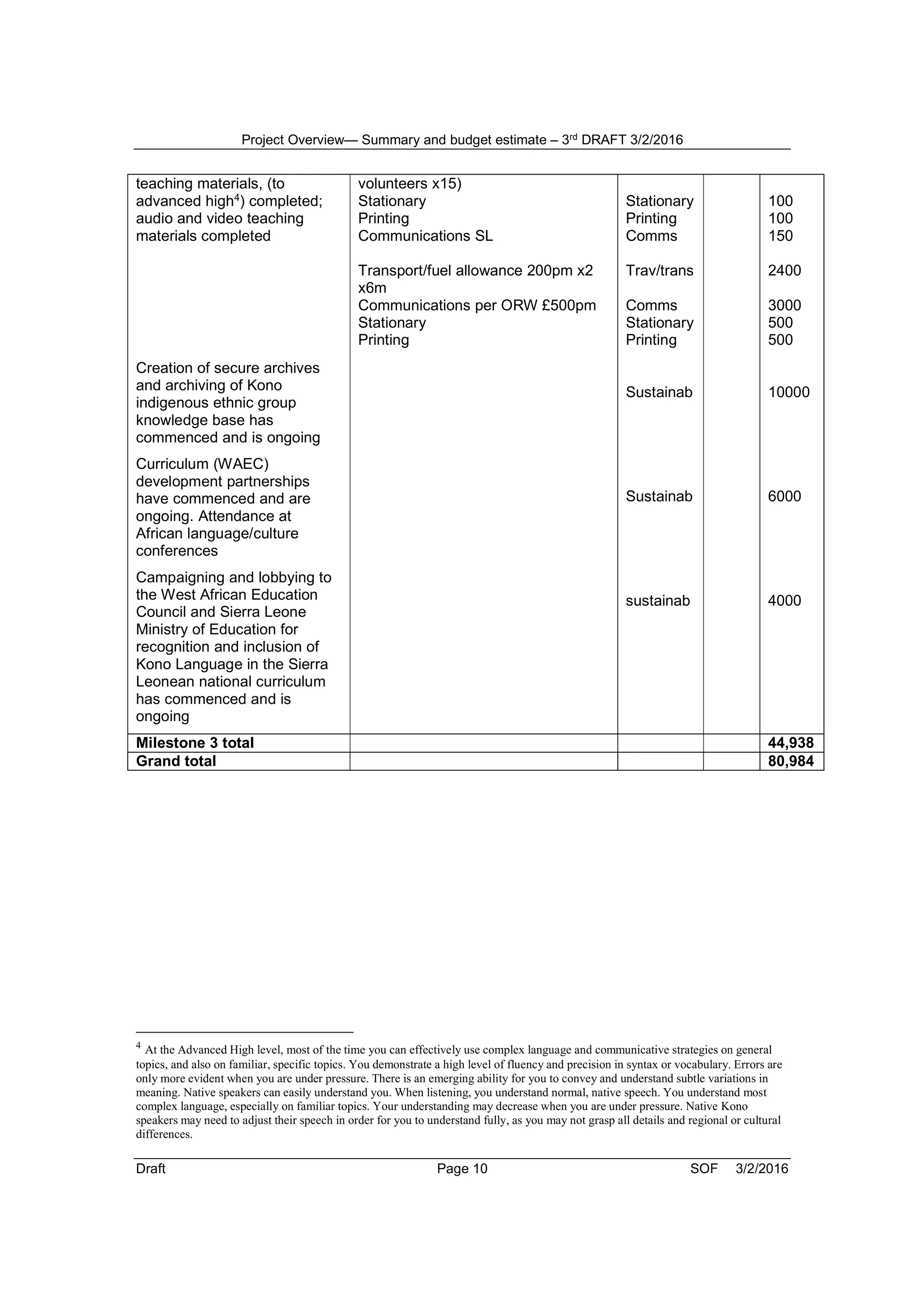 Kono Language and culture project summary Feb 2016 draft | PDF