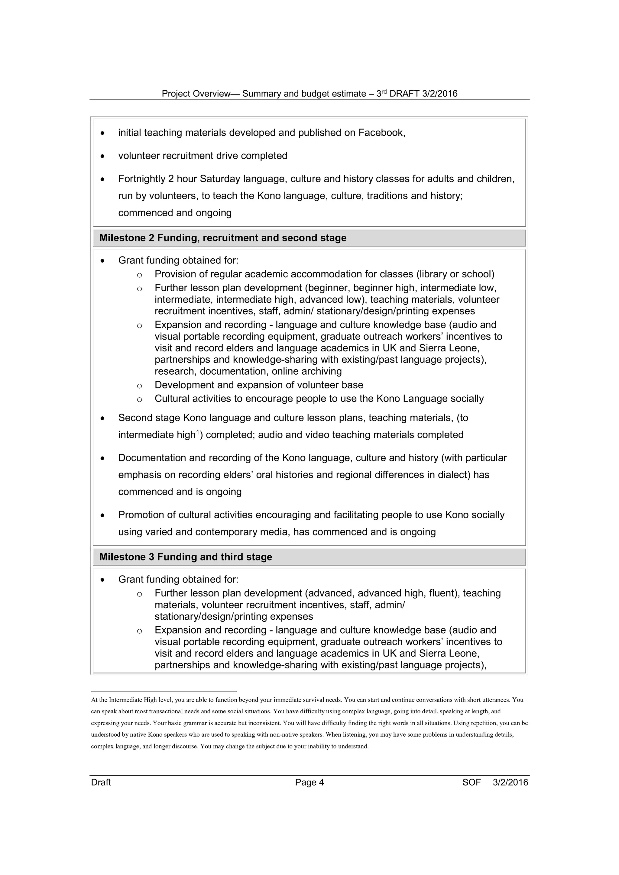 Kono Language and culture project summary Feb 2016 draft | PDF