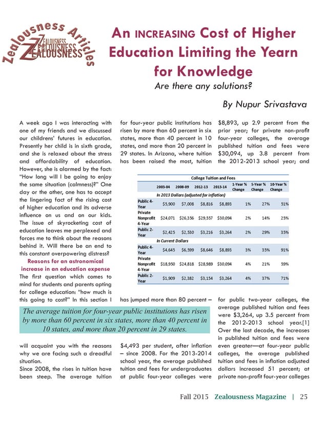 An Increasing Cost of Higher Education... | PDF