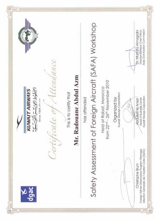 SAFTY ASSESSMENT OF FOREIGN AIRCRAFT SAFA WORKSHOP | PDF