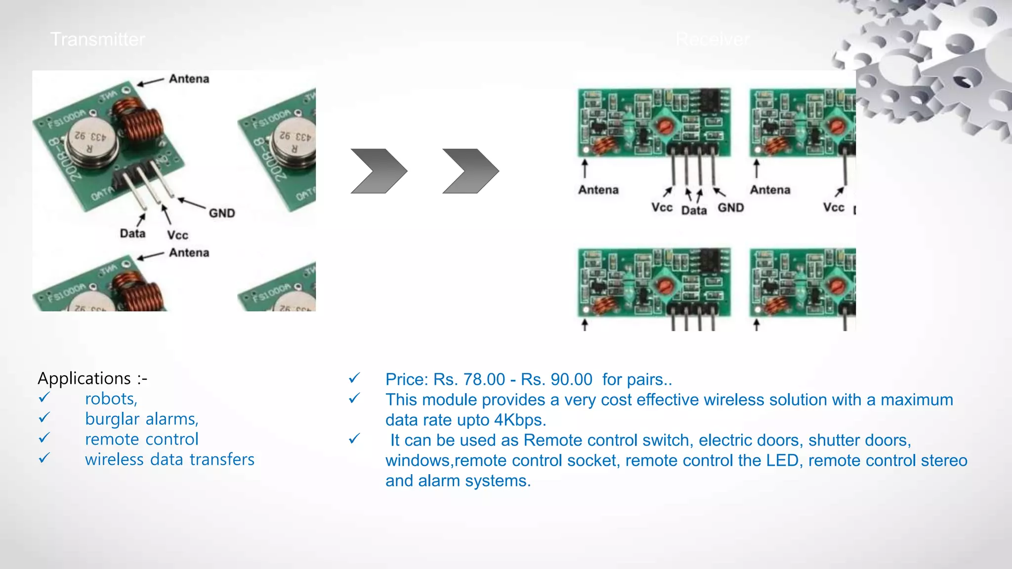 433 MHz RF Rx-Tx is a Receiver-Transmitter module | PPT