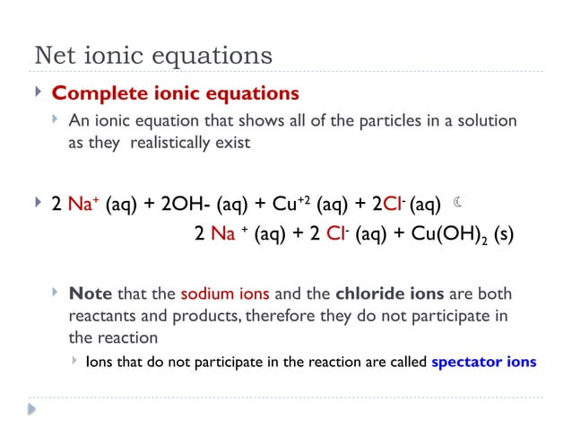 ionic equation and net ionic equation PPT | PPT