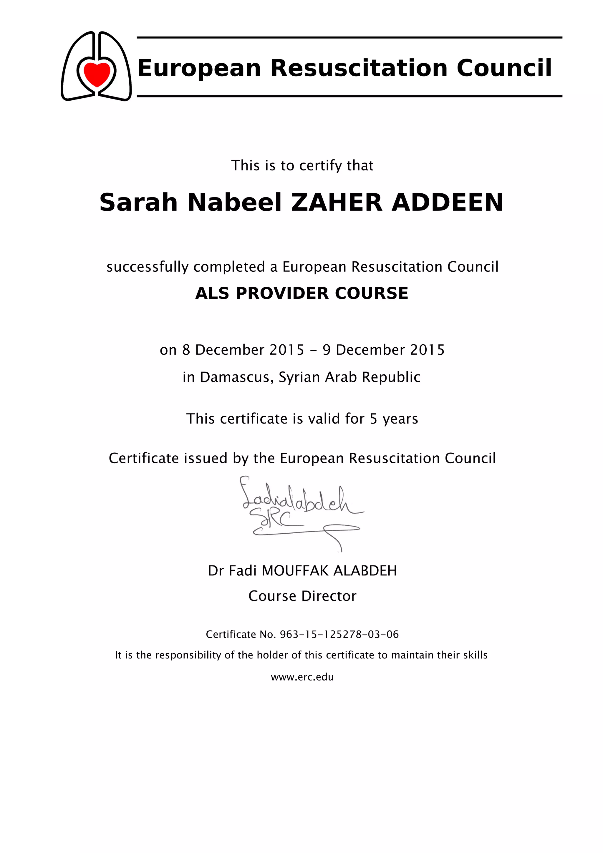 ALS certificate | PDF