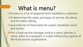 434243330-The-Menu.ppt as researsh for meal planinig | PPTX | Food ...