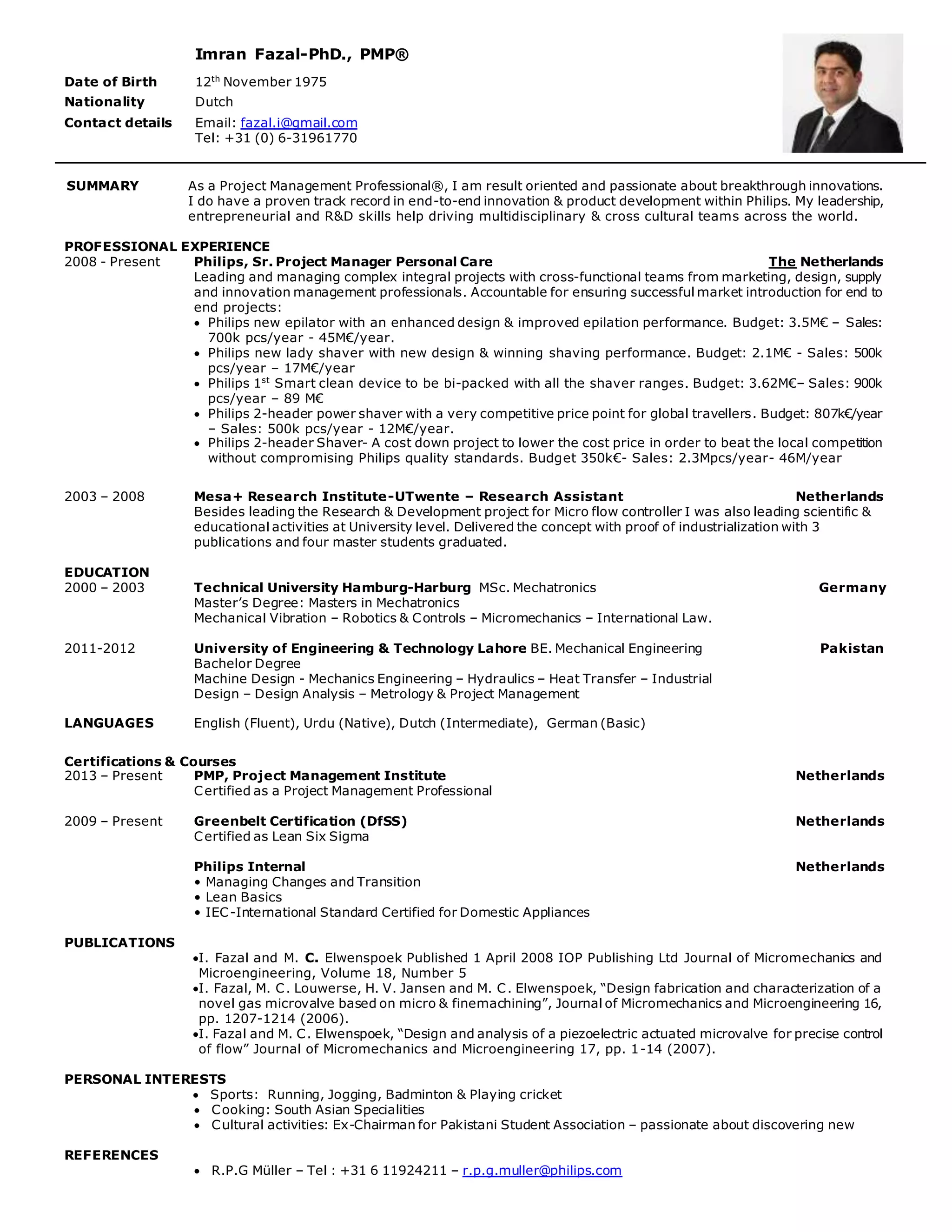 CV-Imran Fazal- v 5 | DOCX | Shaving | Personal Care