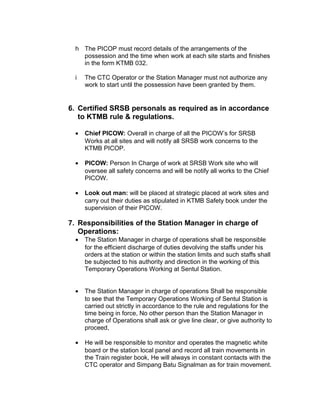 Temporary Operations Working stage 1 | DOC | Rail Travel | Travel Type