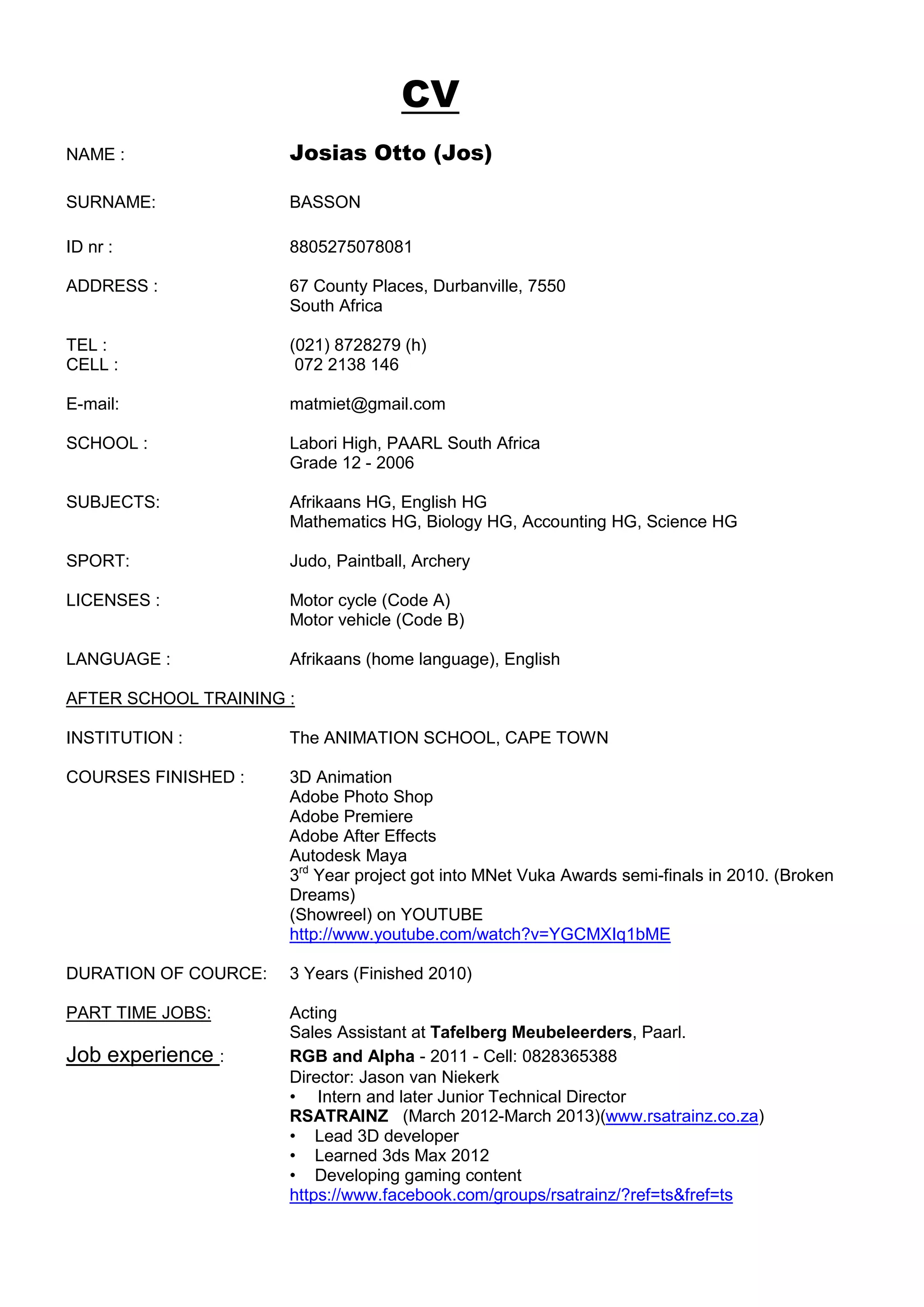 Jos CV English 04 | PDF