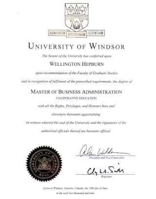 MBA Diploma - Wellington Hepburn | PDF
