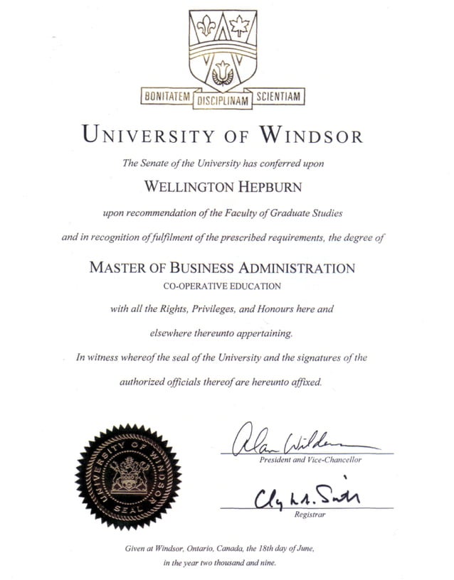 MBA Diploma - Wellington Hepburn | PDF